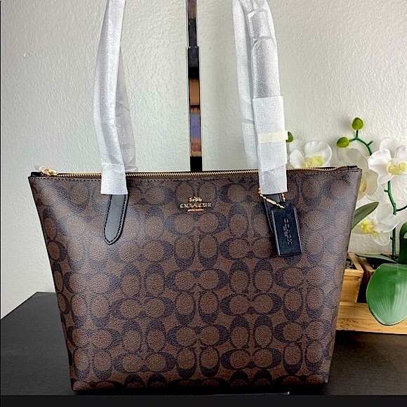 Coach | Bags | Coach Zip Top Tote In Signature Canvas | Poshmark